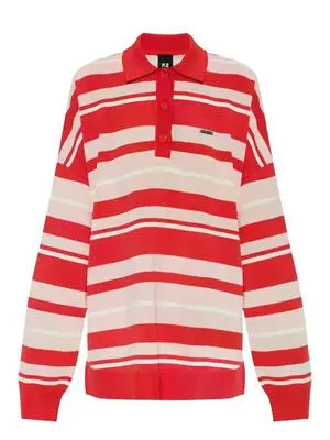 P.E NATION Strata Rugby Striped Long-sleeve Polo Shirt