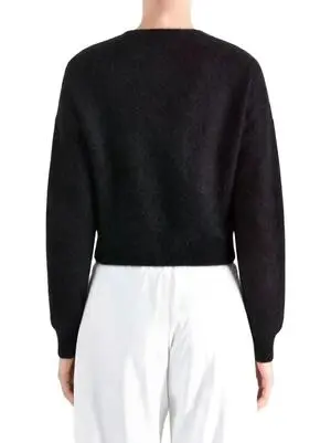 Auralee Garment-dyed Brushed-knit Cropped Cardigan - Black