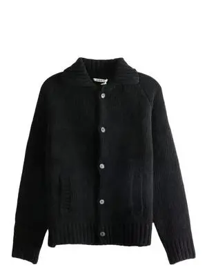 Auralee Ribbed-knit Shawl-collar Cardigan - Black