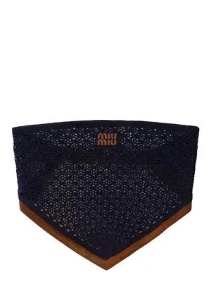 Miu Miu Cotton And Suede Bandana Top Blue