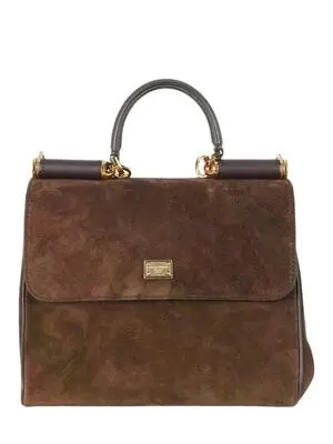 Dolce & Gabbana Small My Sicily Handbag In Split Calfskin - Brown