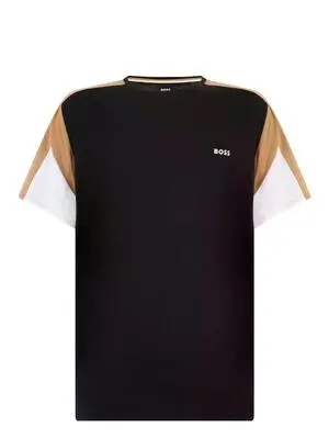 BOSS Colour-block Logo-print T-shirt - Black