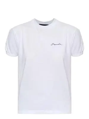 Dsquared2 Logo-embroidered Puff-sleeve T-shirt - White