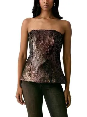 Bardot Helenia Sequin-embellished Strapless Top - Brown