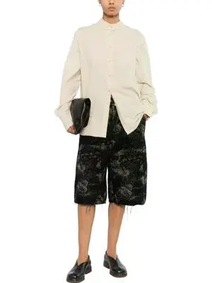 MARIA TURRI Jacquard Frayed-hem Shorts - Black