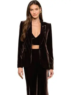 L'Agence Chamberlain Velvet Blazer - Dark Java