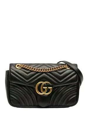 Gucci 2016-2026 Medium Gg Marmont Matelasse Calfskin Shoulder Bag - Black