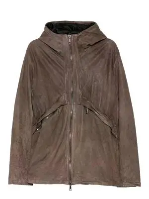 GIORGIO BRATO Hooded Leather Jacket - Brown