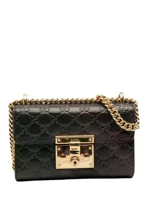 Gucci 2016-2026 Small Guccissima Padlock Crossbody Bag - Black