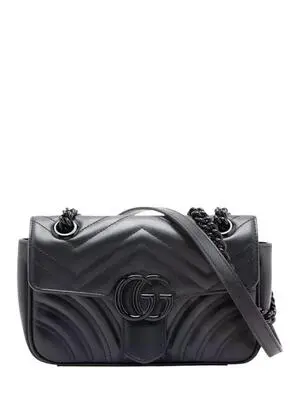 Gucci 2016-2026 Small Gg Marmont Matelasse Calfskin Monochrome Shoulder Bag - Black
