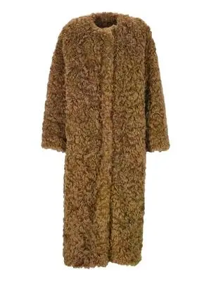 KRISTINA TI Faux-fur Textured Coat - Brown
