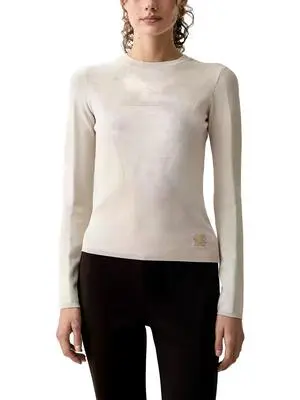 Armani Exchange Logo-patch Ribbed-panel Sweater - Neutrals