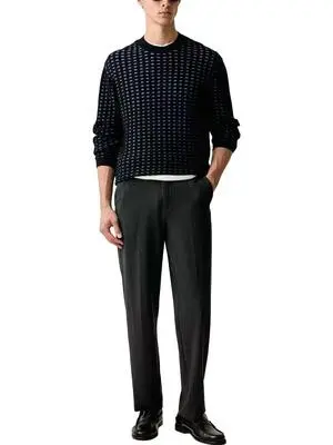 Armani Exchange Geometric-pattern Ribbed-knit Sweater - Black