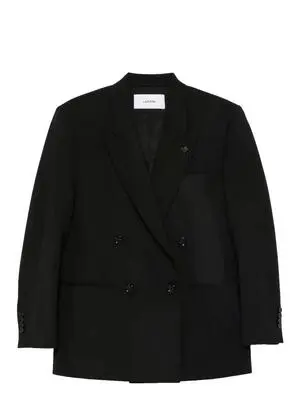 LARDINI Double-breasted Wool Jacket - Black