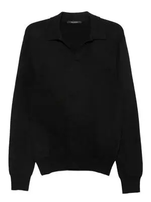 Tagliatore Zayn Virgin Wool Polo Sweater - Black