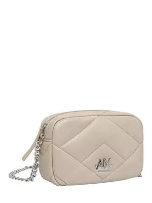 Armani Exchange Quilted Logo-plaque Cross Body Bag - Neutrals