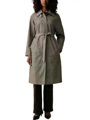 MORGAN Houndstooth-pattern Belted Coat - Neutrals
