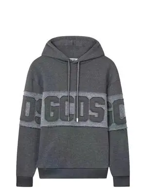Gcds Logo-patch Drawstring Hoodie - Grey