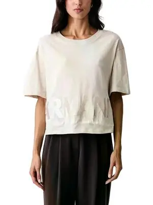 Armani Exchange Sequin-embellished Logo T-shirt - Neutrals