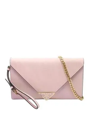 Prada Saffiano Envelope Leather Small Clutch Bag - Pink