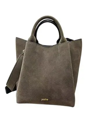 POCHE PARIS Torba Suede Logo-lettering Tote Bag - Brown