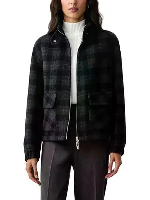 MOS MOSH Camille Check-pattern Zip-up Jacket - Blue