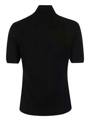 ALLUDE Short-sleeve Roll-neck T-shirt - Black