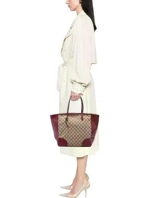 Gucci 2016-2026 Gg Canvas And Calfskin Bree Tote Bag - Neutrals