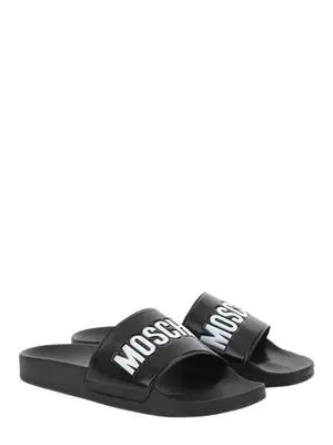 Moschino Logo-embossed Pool Slides - Black