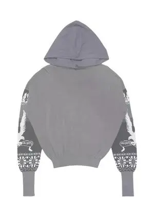OSCAR OUYANG Eagle Fair Isle Hoodie - Grey