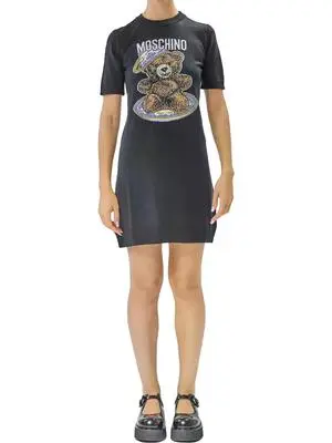 Moschino Orsetto Intarsia-knit Mini Dress - Black