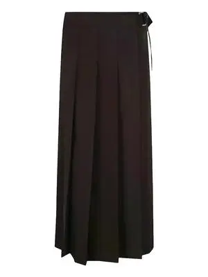 P.a.r.o.s.h Pleated Buckled Maxi Skirt - Brown