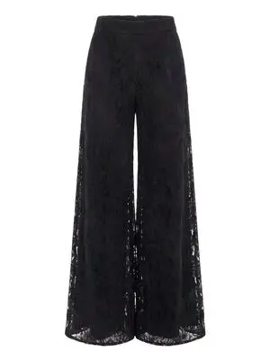 GEMY MAALOUF Lace-overlay Palazzo Pants - Black