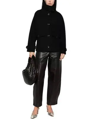 SESSUN High-neck Button-up Oversized Jacket - Black