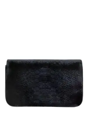Elisabetta Franchi Velvet Shoulder Bag With Crocodile Print - Black