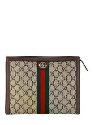 Gucci Ophidia Pouch Gg Coated Canvas Medium Clutch Bag - Brown