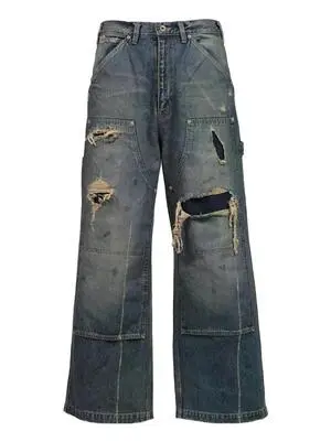 DAIRIKU Distressed Double-knee Jeans - Blue
