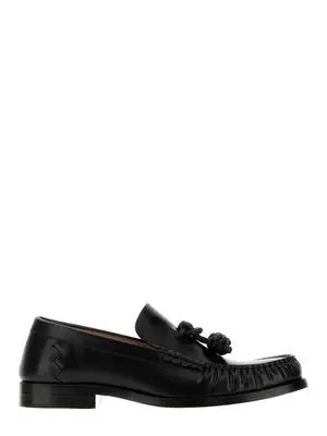 Bottega Veneta Tasseled Smooth Calf Leather Loafers - Black