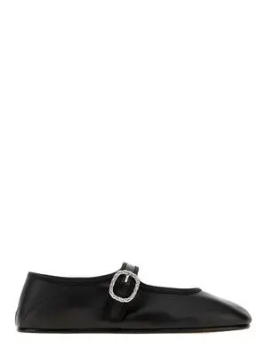 Bottega Veneta Mary Jane Smooth Leather Ballet Flats With Adjustable Strap - Black
