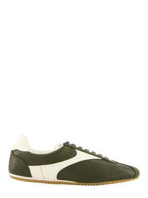 Bottega Veneta Shot Bicolor Abstract Pattern Calfskin Leather Sneakers - Green