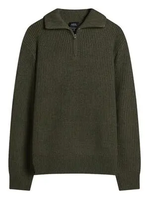 A.p.c. Daniel Quarter Zip Jumper - Khaki