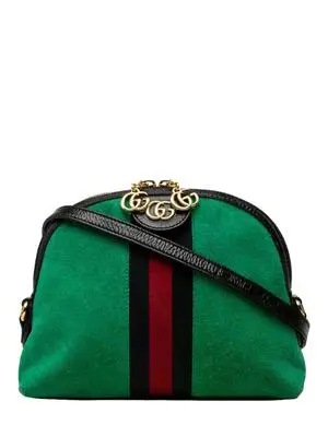 Gucci 2016-2026 Small Suede Web Ophidia Dome Crossbody Bag - Green