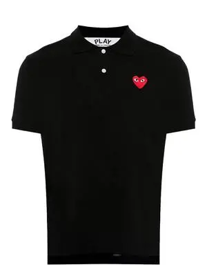 Comme Des Garçons Play Heart-patch Polo Shirt Black
