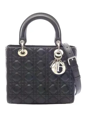 Dior 2000-2026 Medium Lambskin Cannage Lady Satchel - Black