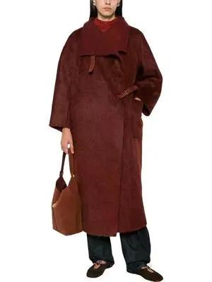 Max Mara Buckle-fastening High-neck Coat - Red
