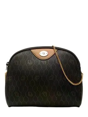 Dior 20th Century Honeycomb Coated Canvas Chain Crossbody Bag - Black