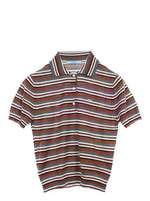 Prada 2010s Striped Polo Shirt Brown