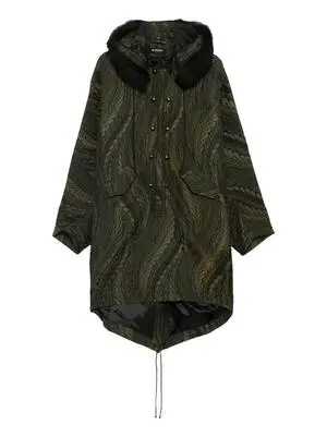 KIKO KOSTADINOV Bittern Leaf-jacquard Hooded Poncho - Green