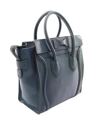 Celine 2000s Micro Luggage Leather Tote Bag - Blue