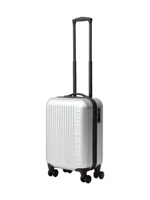 Armani Exchange Logo-embossed Ridged Luggage Silver